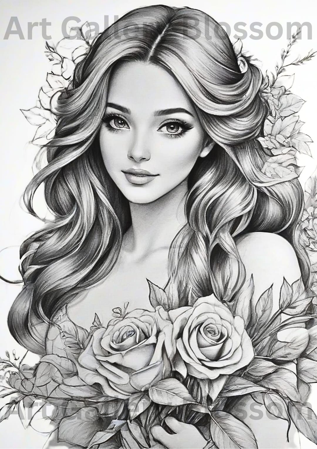 ADMIRE Beautiful Women Coloring Page Adults & Kids Instant Coloring ...