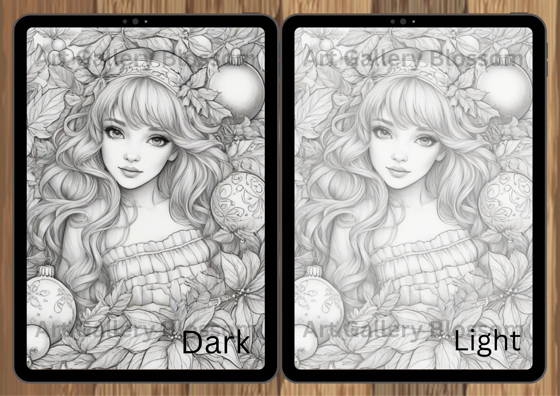 Barbie- Christmas Girl Coloring Page Printable Adult Colouring Pages ...
