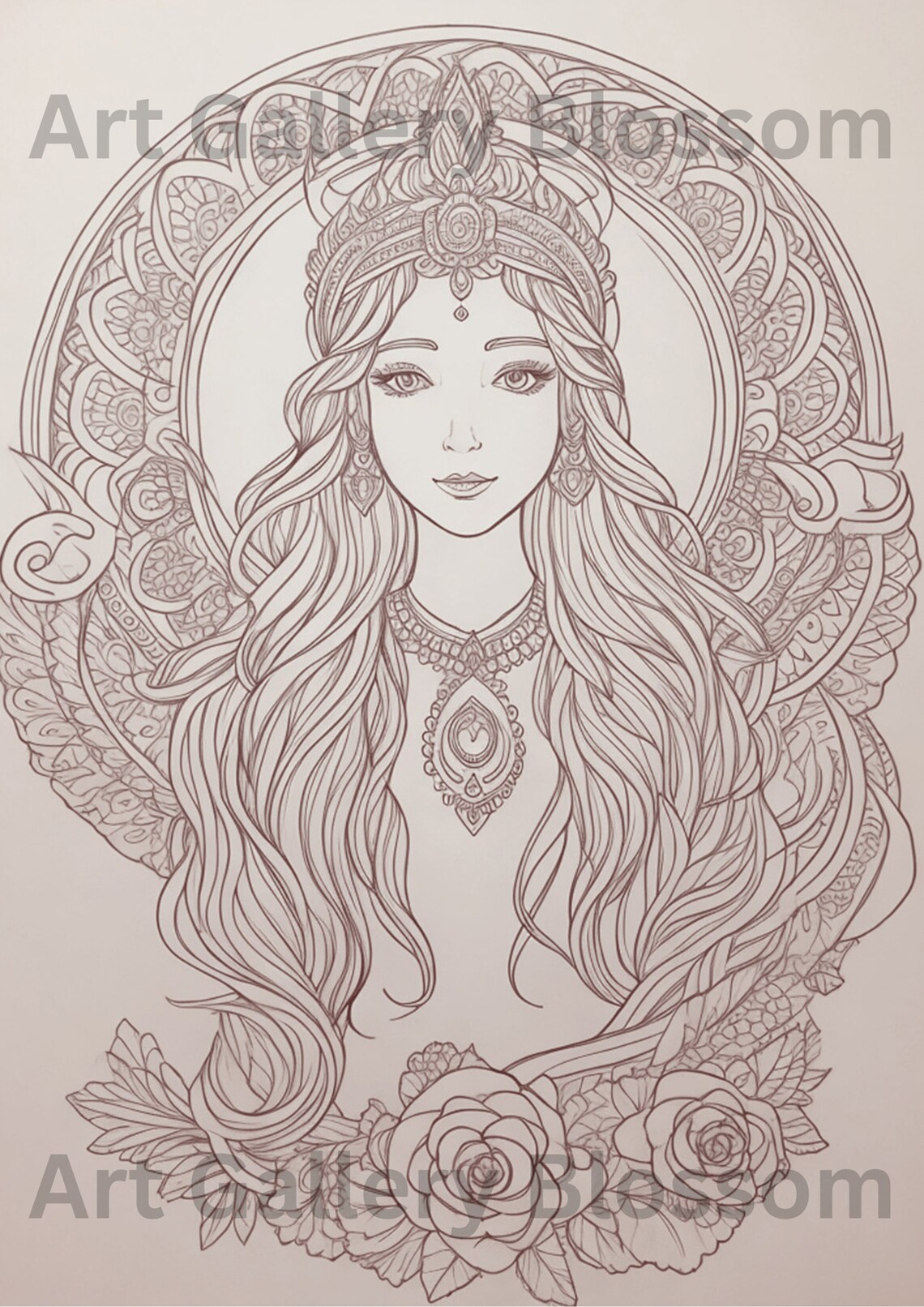 Buy Goddess Coloring Page Instant Download Adult Coloring Page ...