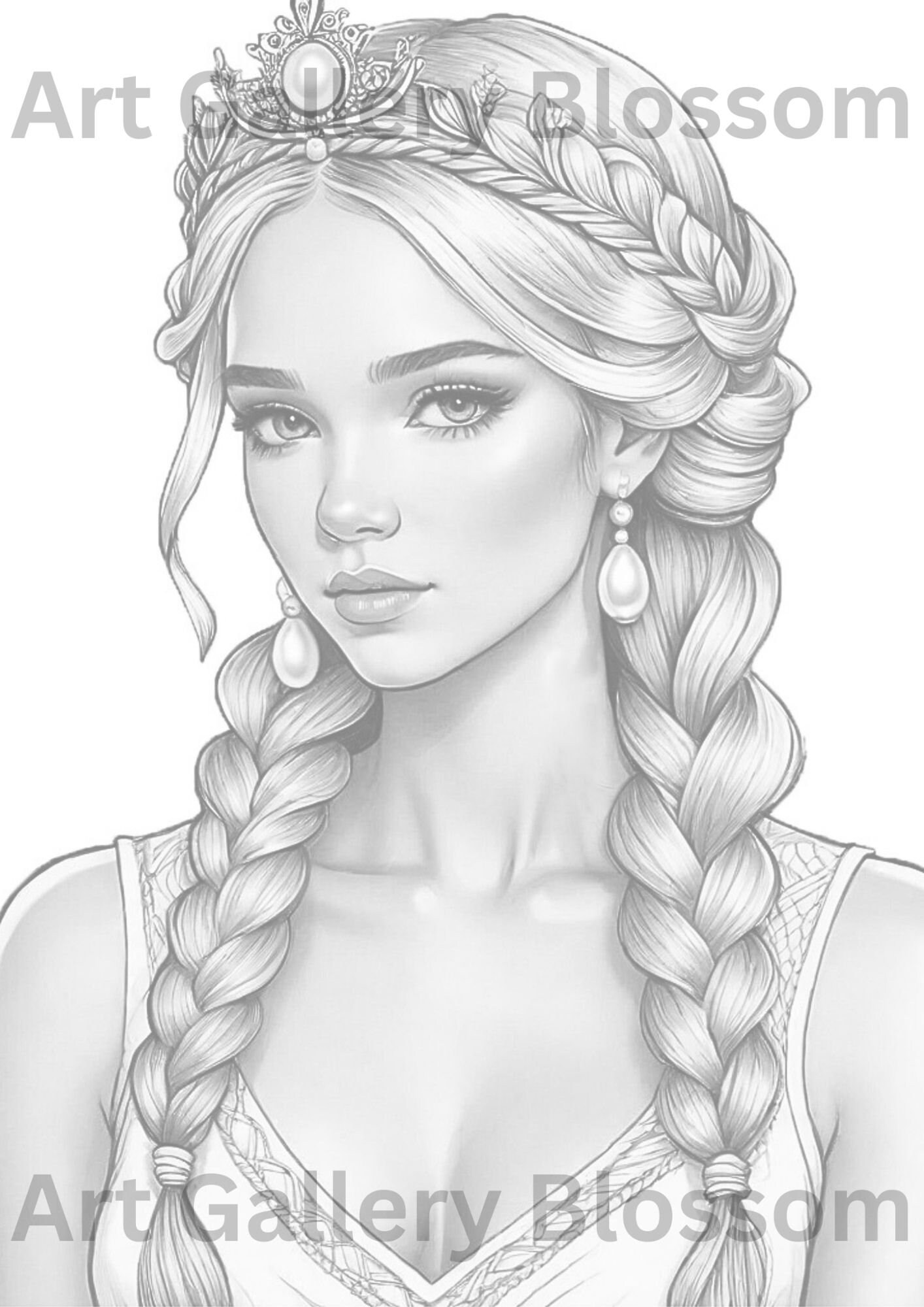 REGAL TWISTS Beautiful Women Hair Braids Coloring Page for Adults ...