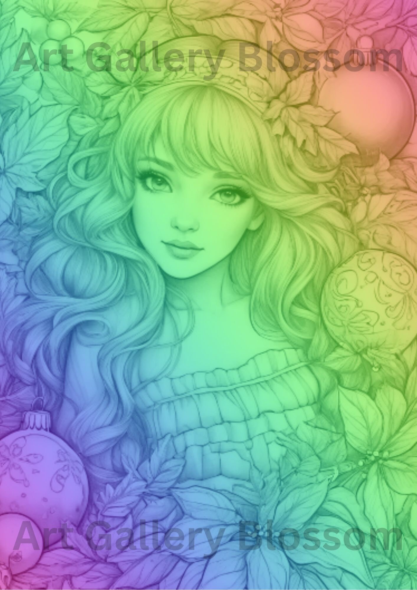 Barbie- Christmas Girl Coloring Page Printable Adult Colouring Pages ...