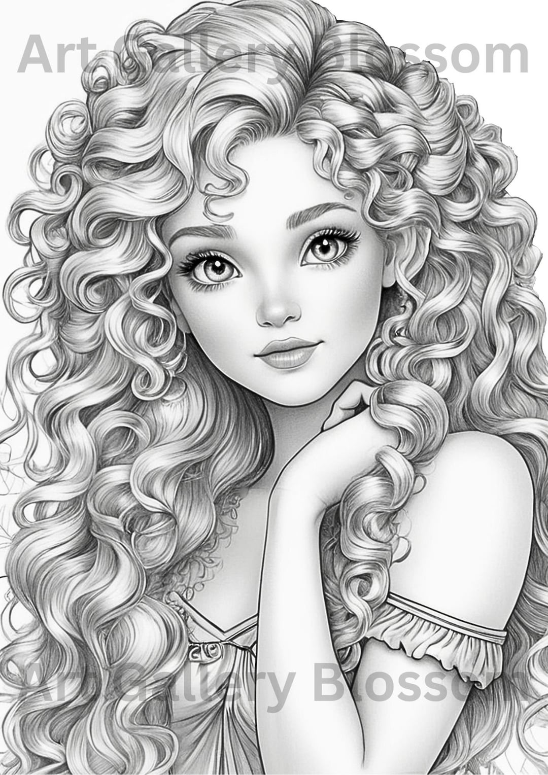 CURLY NIGHTS | Beautiful Women Curly Hair Coloring Page Downloads Adult ...