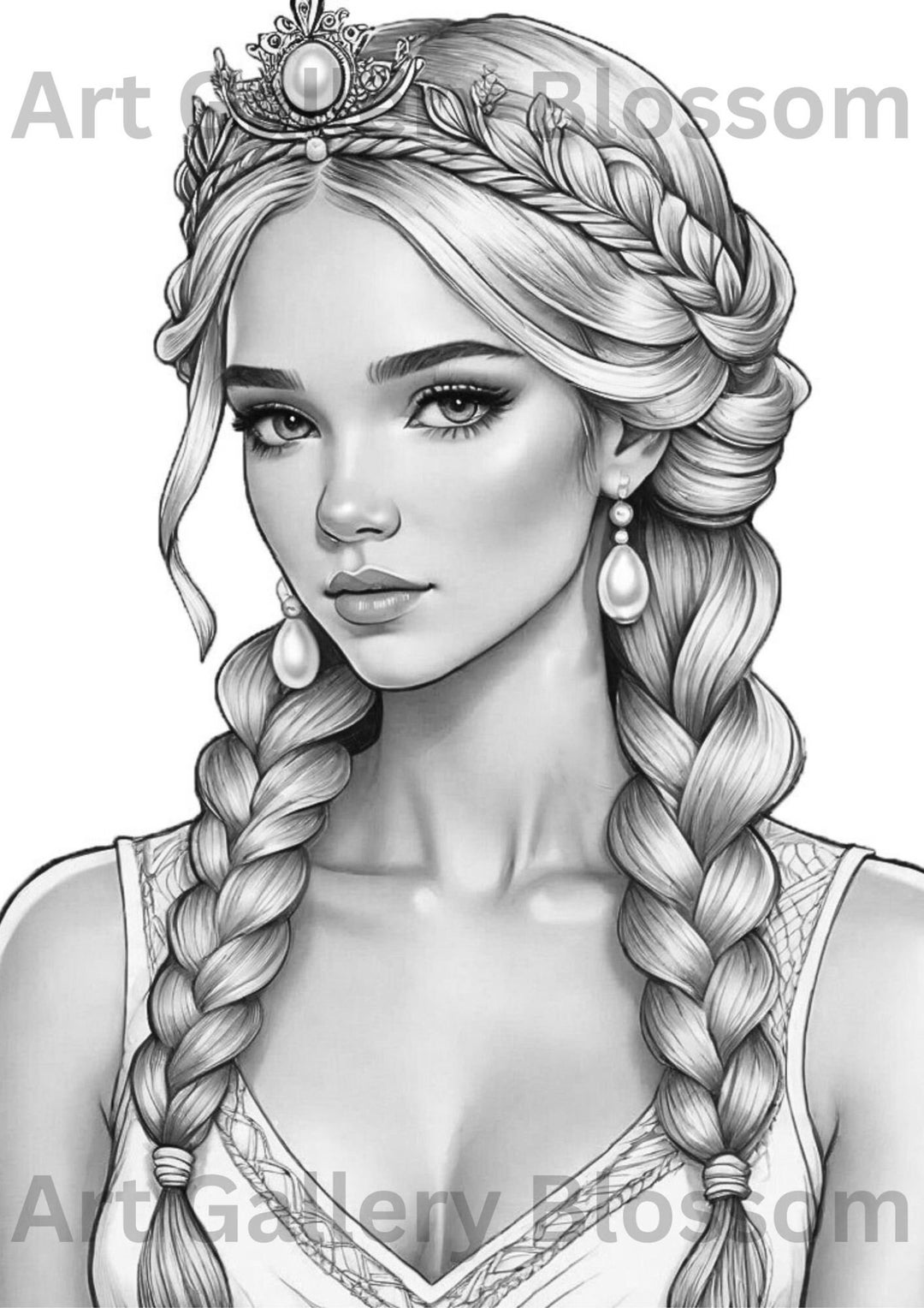 REGAL TWISTS Beautiful Women Hair Braids Coloring Page for Adults ...
