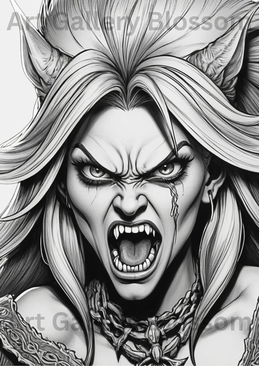 CURSED OUTBURST | Witch Coloring Page Printable Magical Witch Fantasy ...