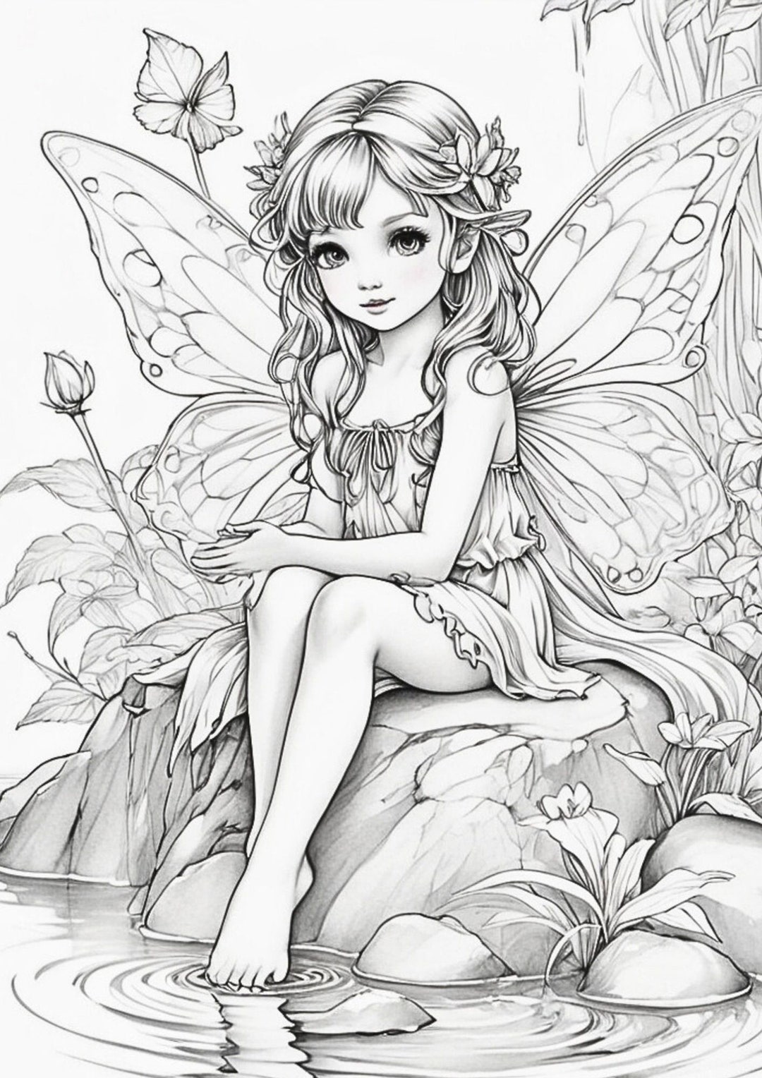 40 Beautiful Baby Fairies Coloring Book Printable Fantasy Coloring Page ...