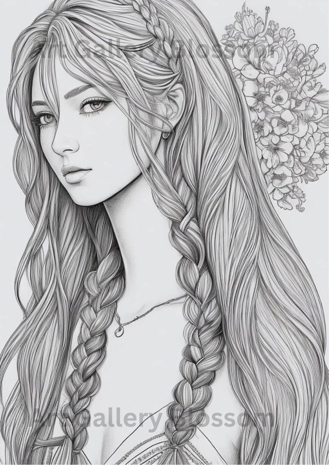 Shy Girl Coloring Page Instant Download Printable Adult Women Coloring ...