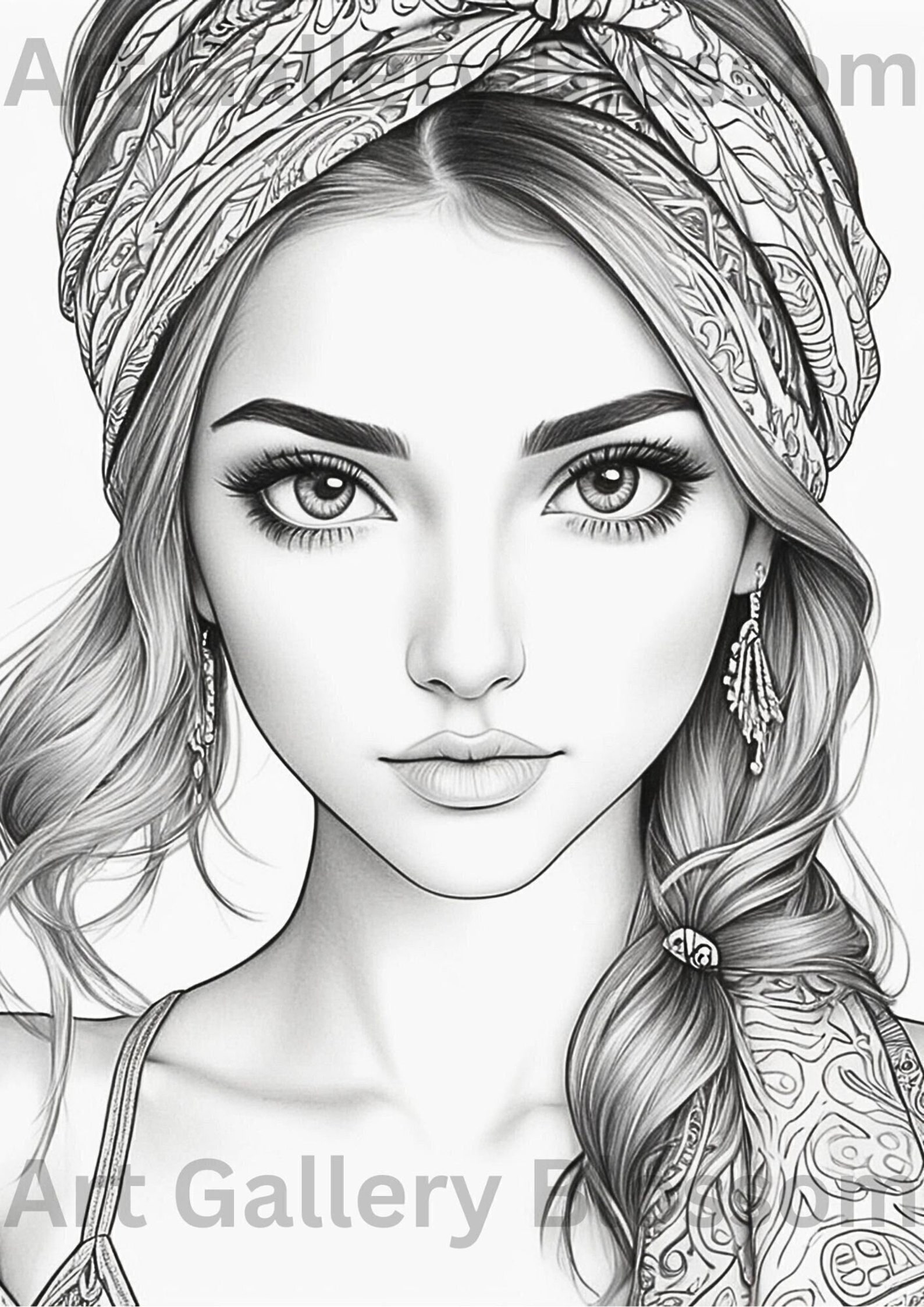 FASCINATING- Beautiful Women Coloring Page Adults & Kids Instant ...
