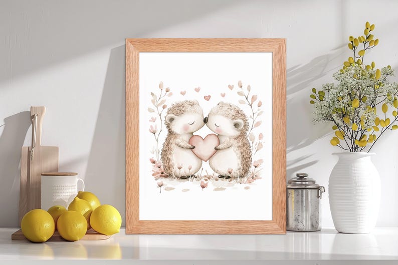PNG Romantic Hedgehogs Love Printable Wall Art Poster Print Funny ...