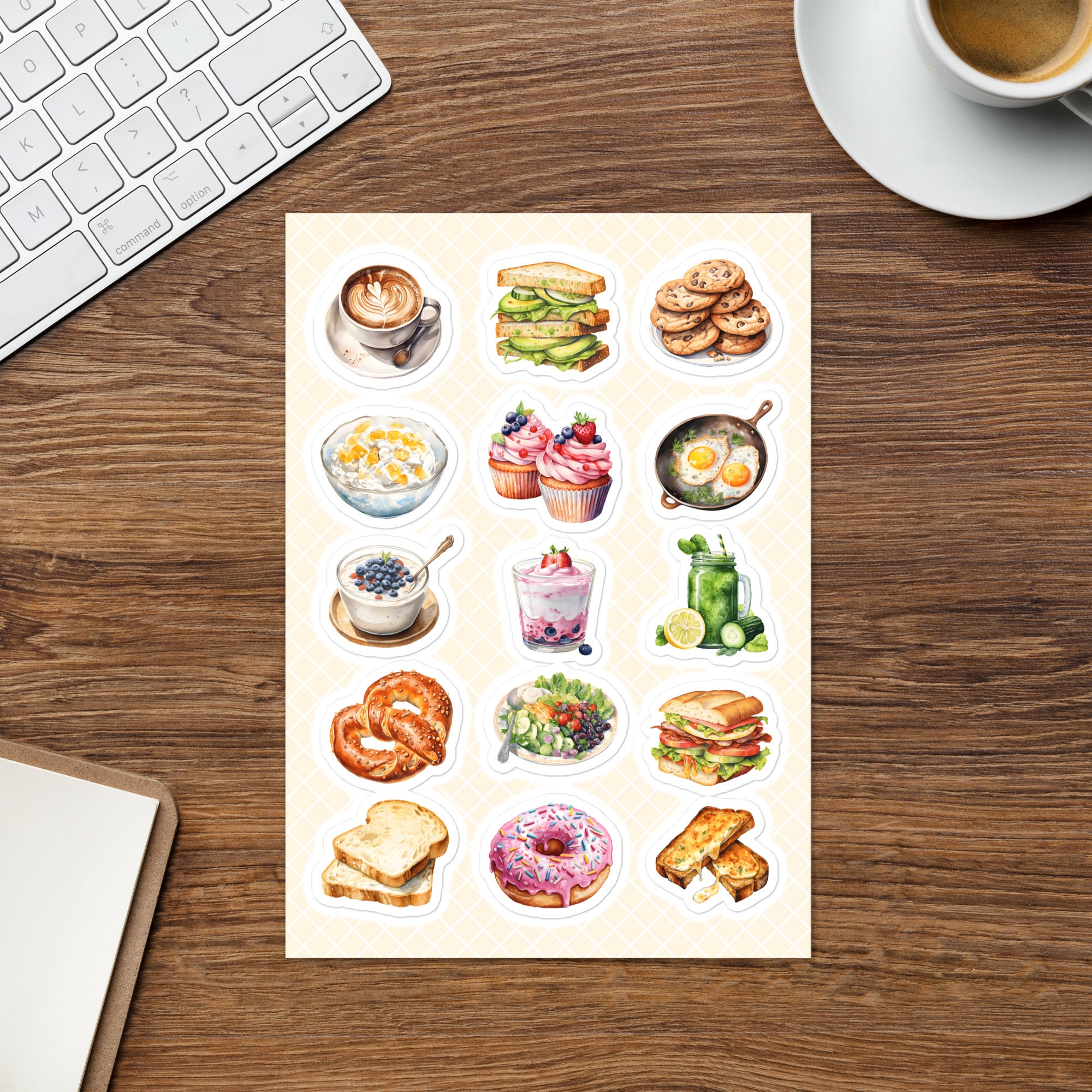 30 Stickers Pack Breakfast Egg Smoothie Pancakes Food Drink Morning ...