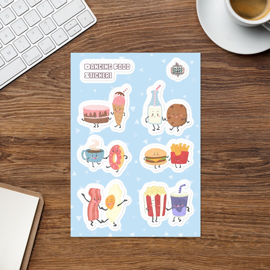 Food Stickers Kawaii Dancing Fast Food Tasty Aesthetic Kitchen ...