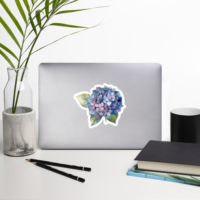 Hydrangea Sticker Floral Blooming Watercolor Petal Greenery Aesthetic ...