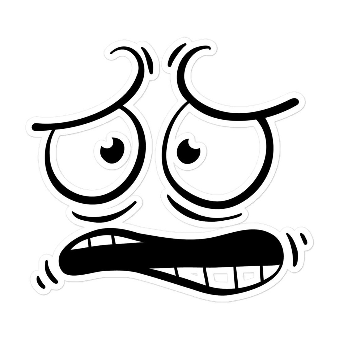 Cartoon Face Sticker Emotion Angry Happy Sad Glad Frustration Vinyl ...