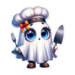 Ghost Chef Stickers Cute Halloween Creepy Fall Autumn Aesthetic Vinyl ...