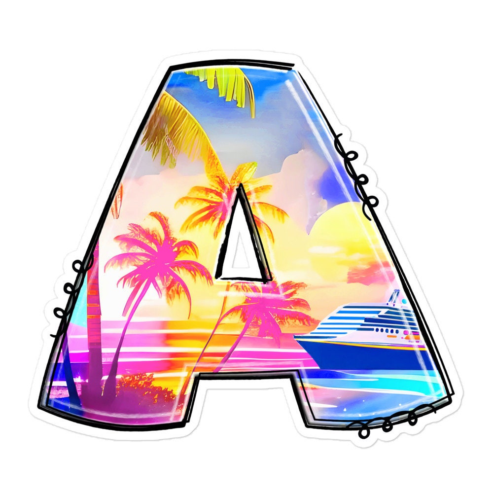 Tropical Alphabet Letter Numbers Stickers Sheet Pack for Scrapbooking ...