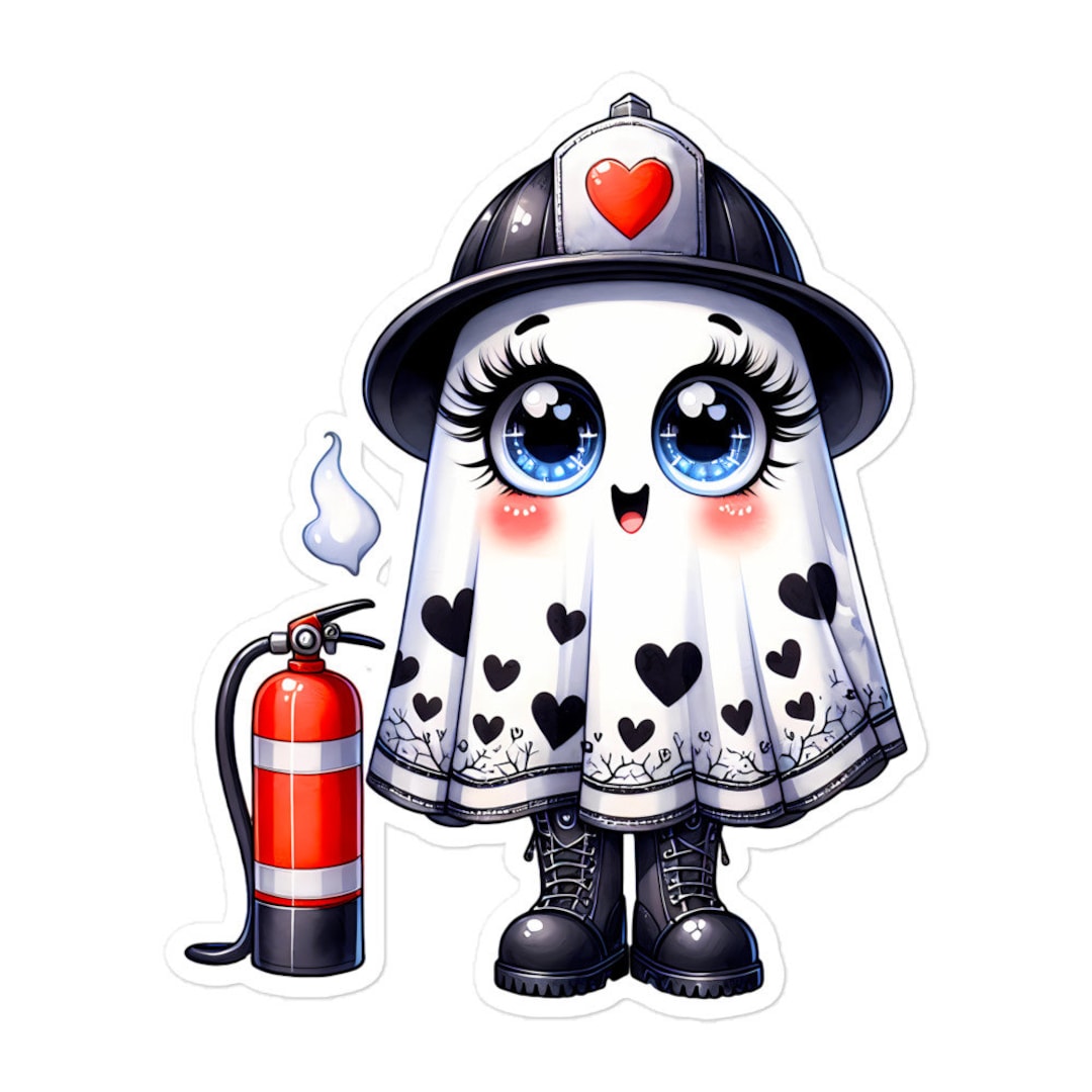 Ghost Fireman Stickers Cute Halloween Creepy Fall Autumn Aesthetic ...