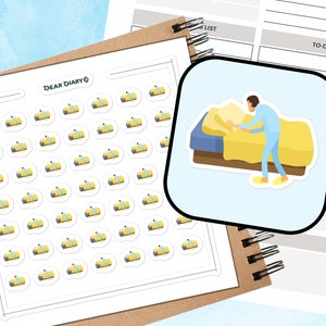 49 Morning Routine Planner Stickers Sheet Tidying up Bed Daily to Dos ...