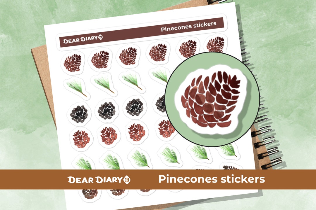 Pinecones Planner Stickers Sheet Woodland Greenery Forest Nature Spruce ...