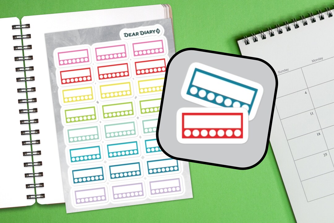 24 Habit Tracker Planner Stickers Sheet Challenge Goal Calendar Checklist Weekly Monthly Life ...