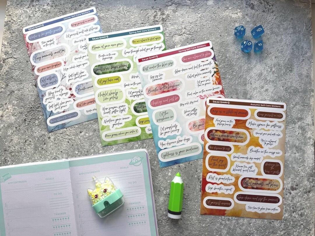 All Seasons Self-care Stickers Bundle 4 Seasonal Sheets Year-round ...