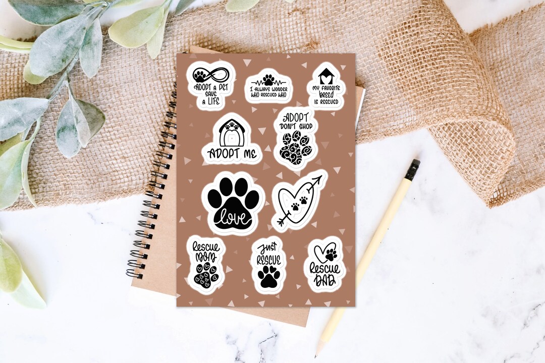 Pet Adoption Stickers Sheet Dog Cat Mom Dad Gift Animal Rescue ...