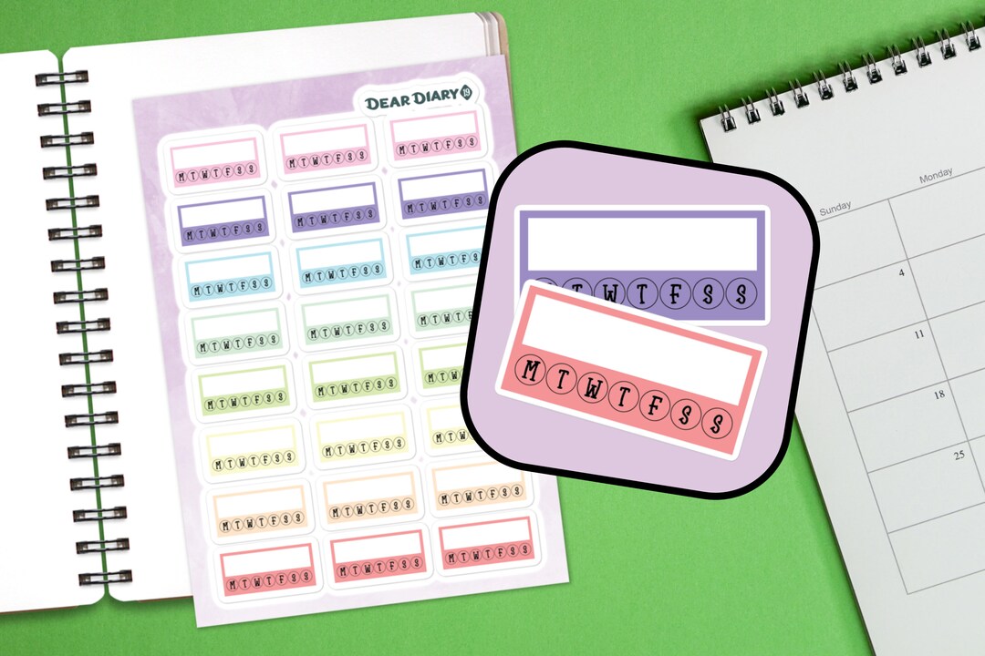 24 Habit Tracker Planner Stickers Sheet Challenge Goal Calendar ...