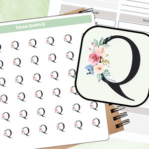 Planner Stickers Alphabet Q Letter Abbreviation Custom Text Word Sheet ...