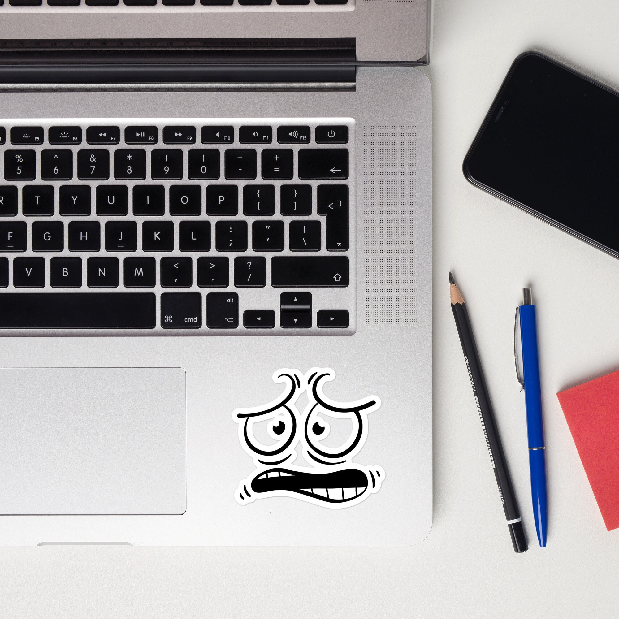 Cartoon Face Sticker Emotion Angry Happy Sad Glad Frustration Vinyl ...