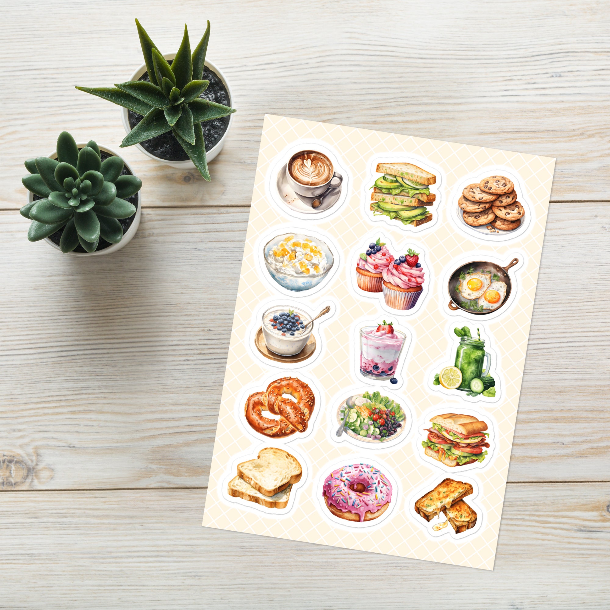30 Stickers Pack Breakfast Egg Smoothie Pancakes Food Drink Morning ...