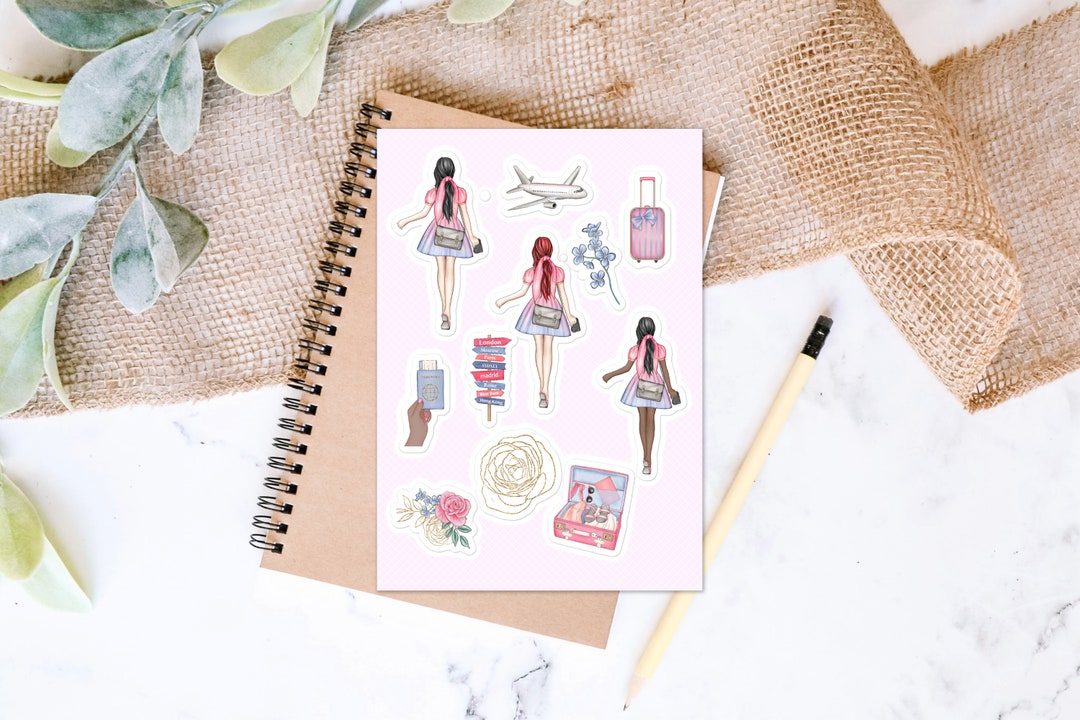 Planner Stickers Sheet Travel Girl Trip Journey Airport Airplane ...