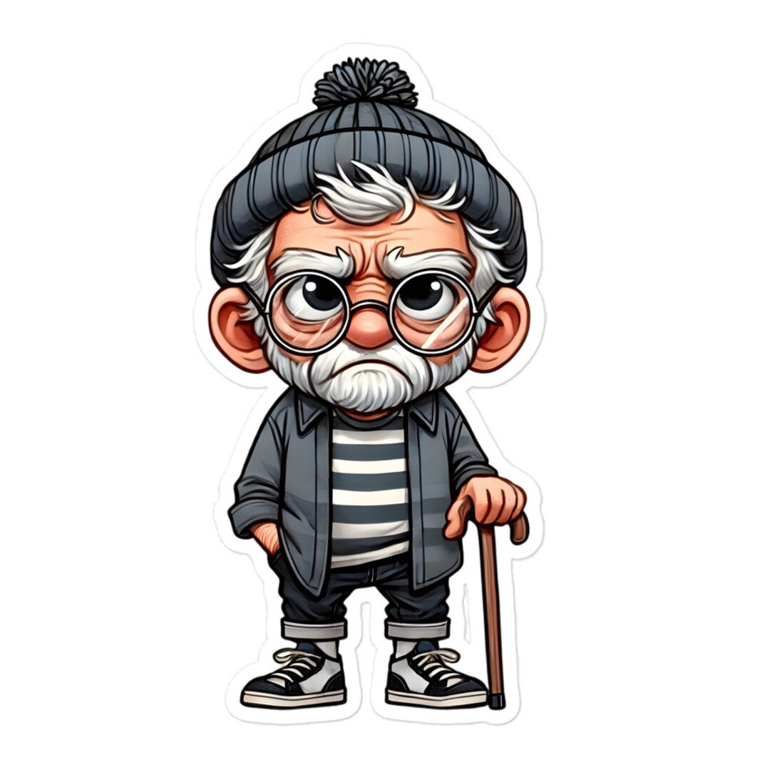 Old Man Sticker Grumpy Man Pop Art Grandpa Grandfather Vinyl Decal ...