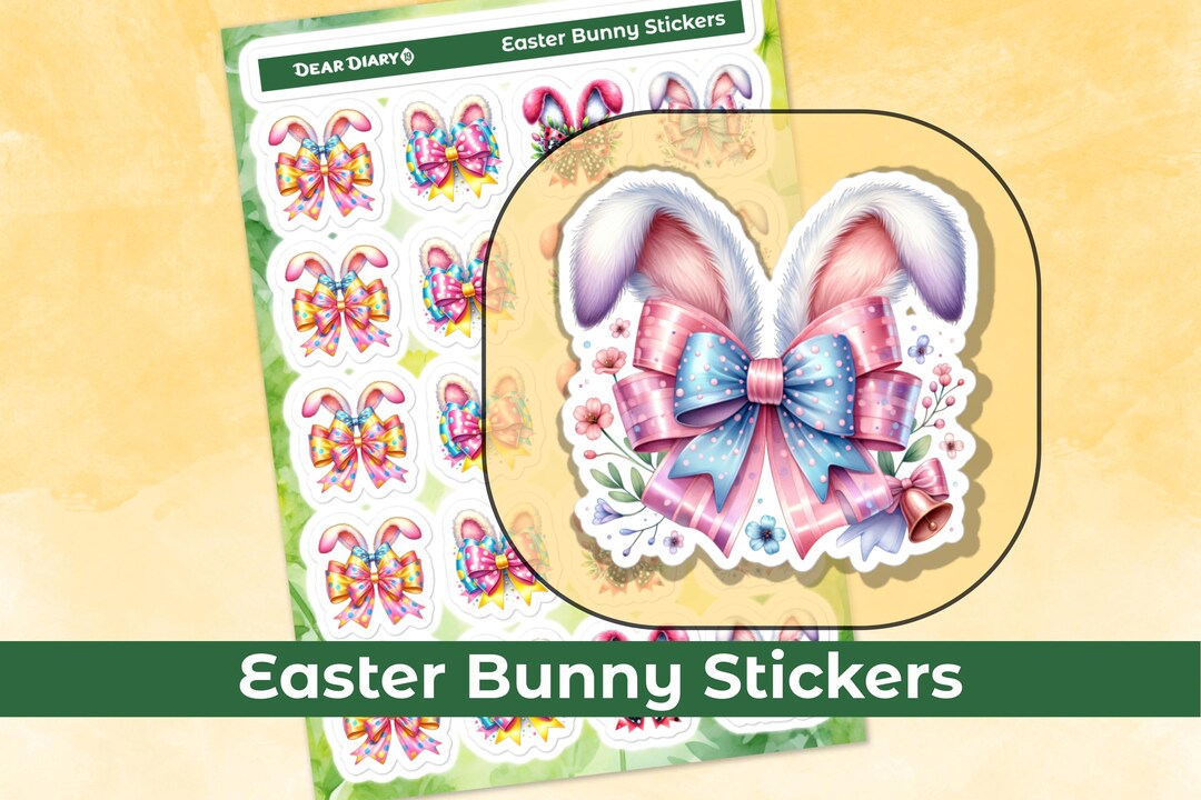 Easter Bunny Ears Planner Stickers Sheet Spring April Holidays Bow ...