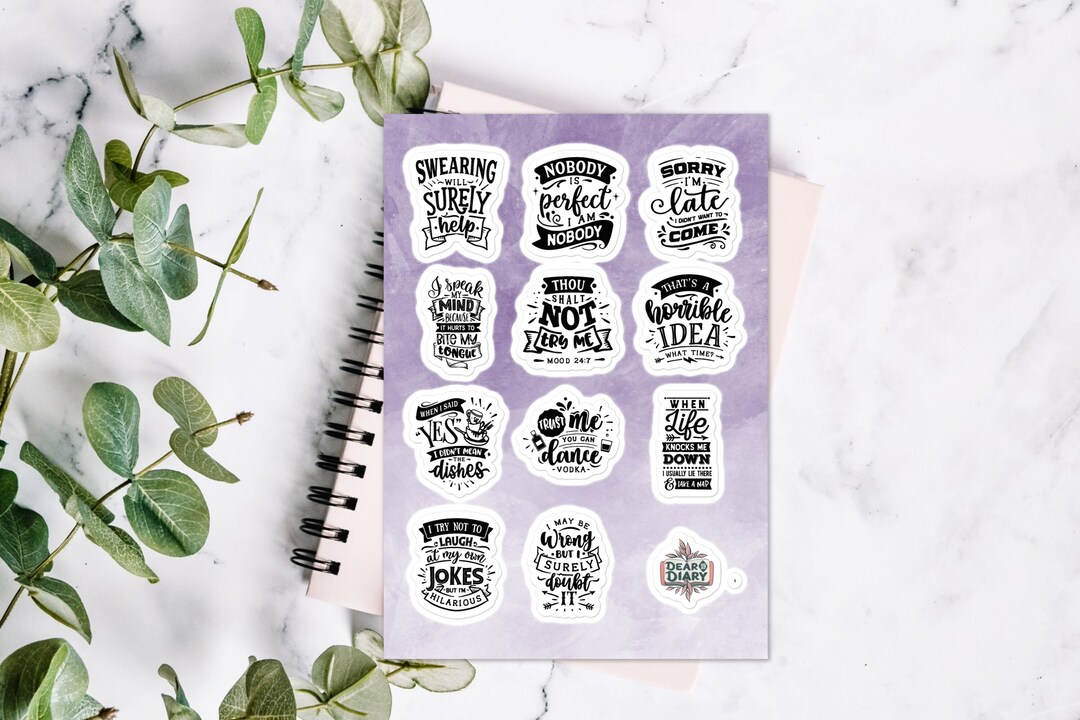 Funny Sarcastic Stickers Sheet Mental Health Saying Humor Inspirational ...
