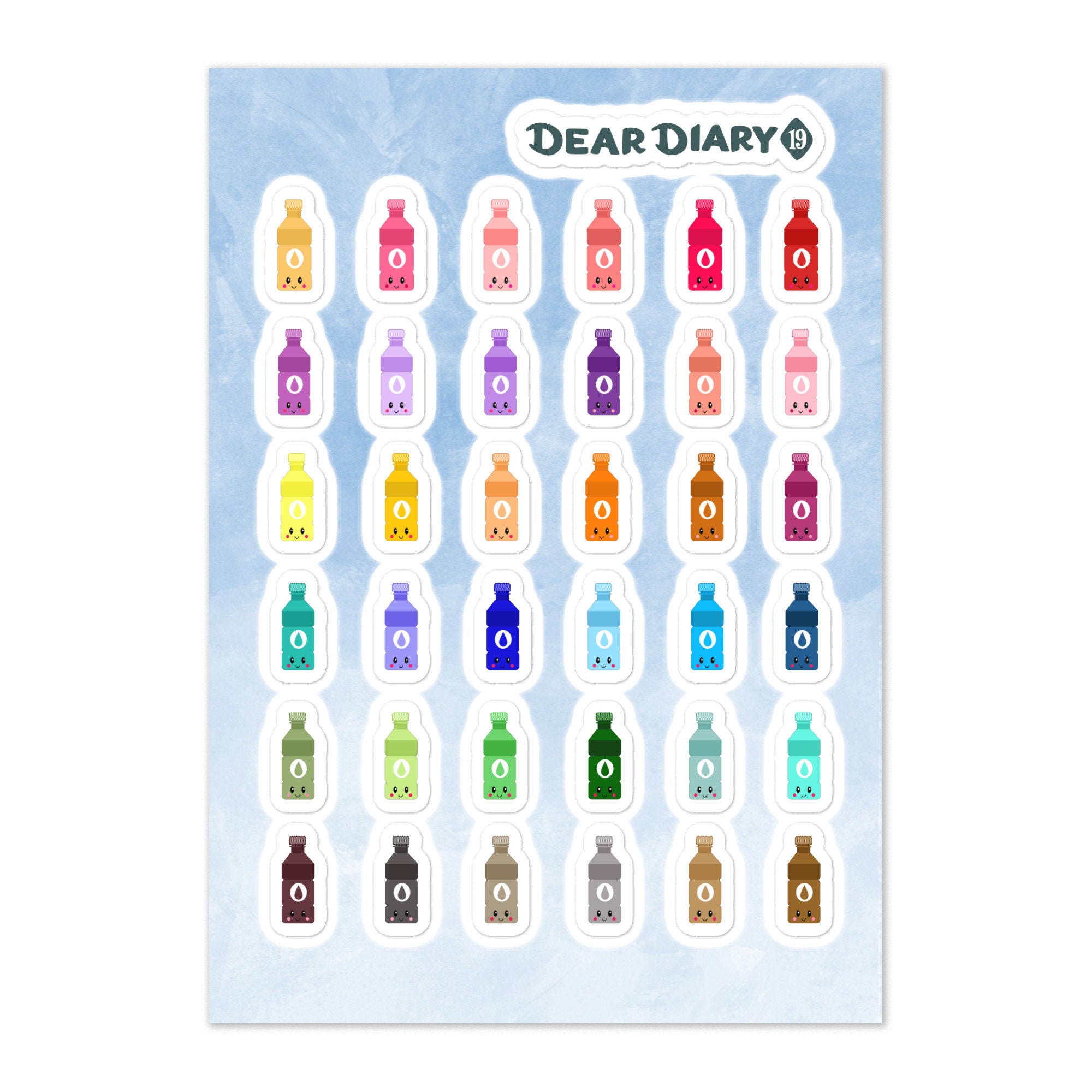 36 Water Planner Stickers Sheet Drink Hydration Tracker Daily Dos ...