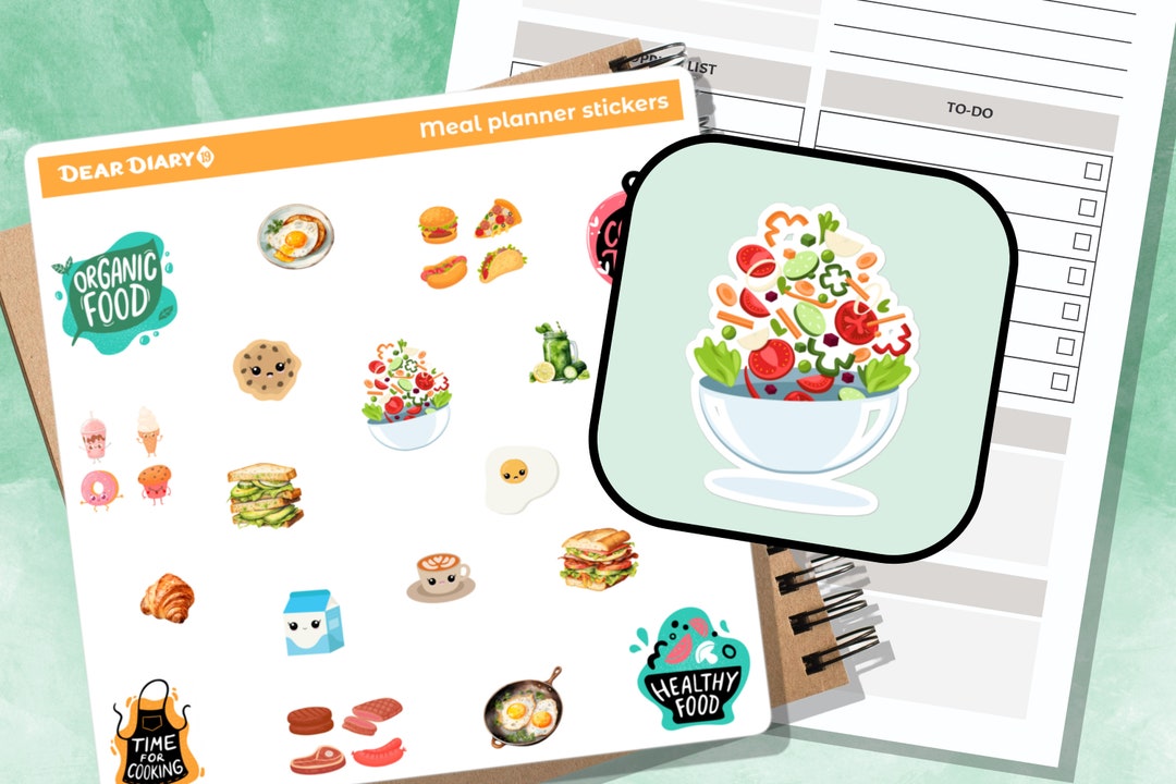 Meal Planner Stickers Sheet Menu Diet Food Habit Tracker Calories Count ...