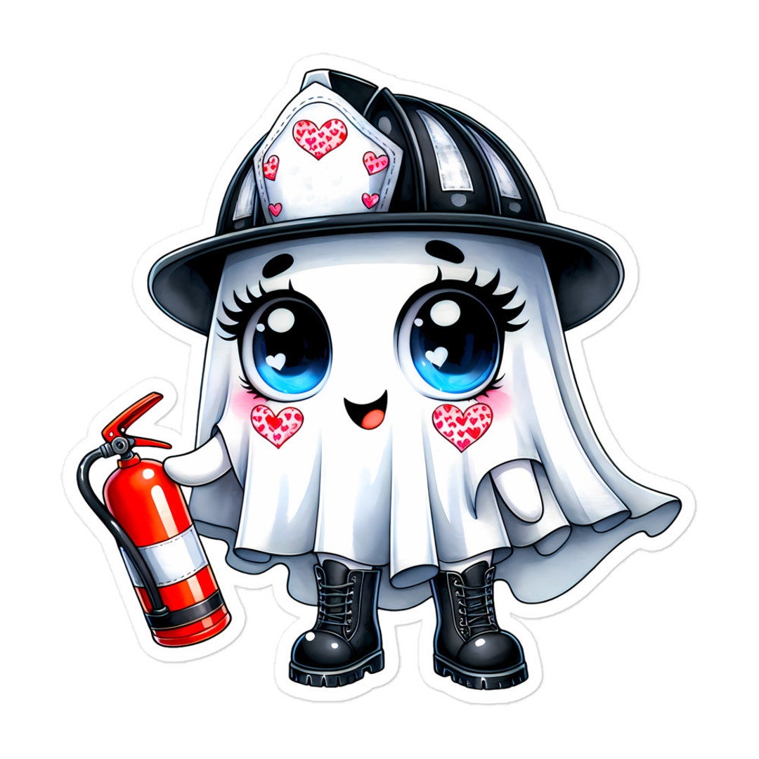 Ghost Fireman Stickers Cute Halloween Creepy Fall Autumn Aesthetic ...