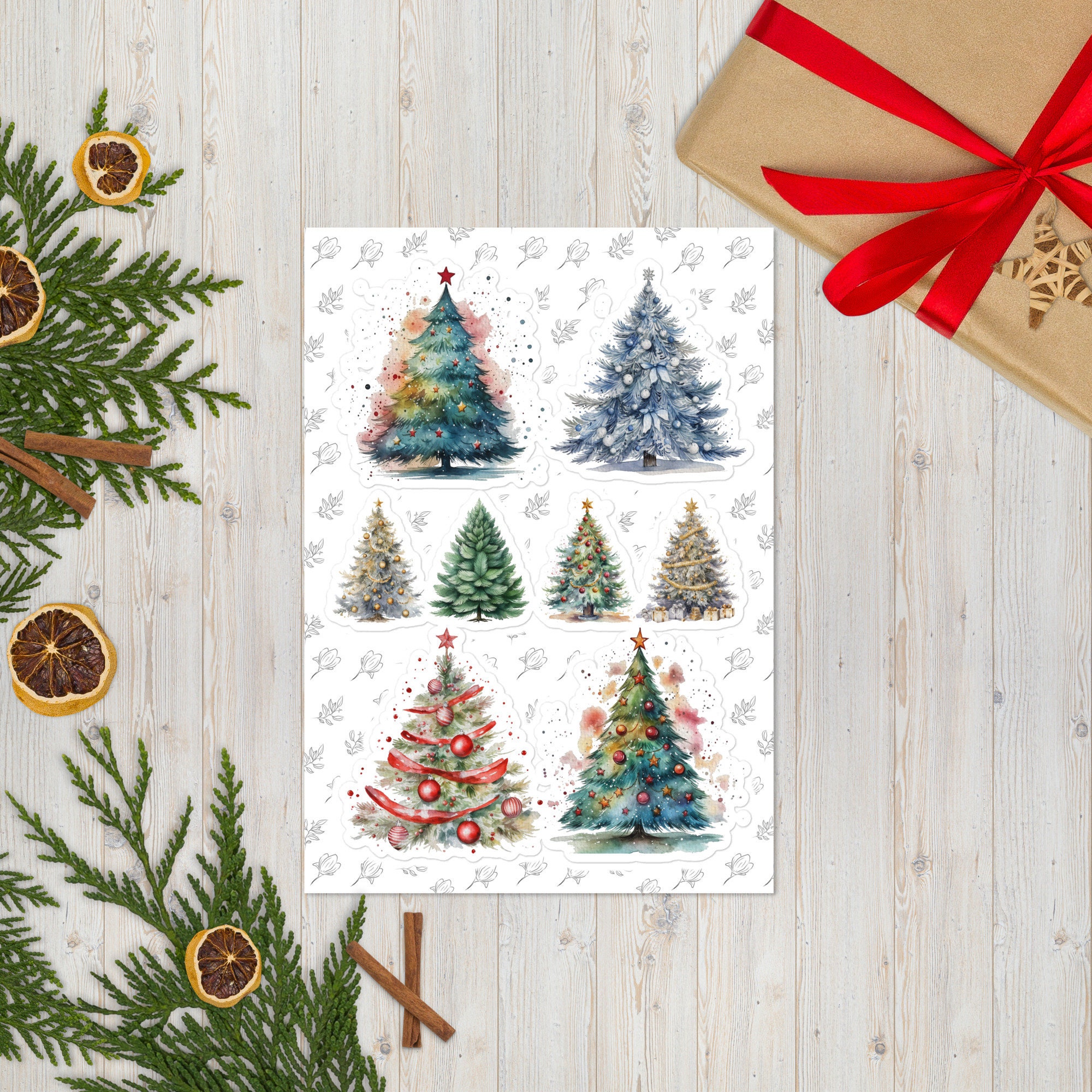 Christmas Trees Aesthetic Stickers Sheet Holiday Winter Decor - Etsy