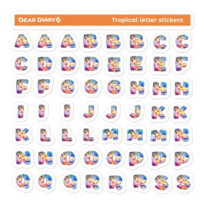 Tropical Alphabet Letter Numbers Stickers Sheet Pack for Scrapbooking ...