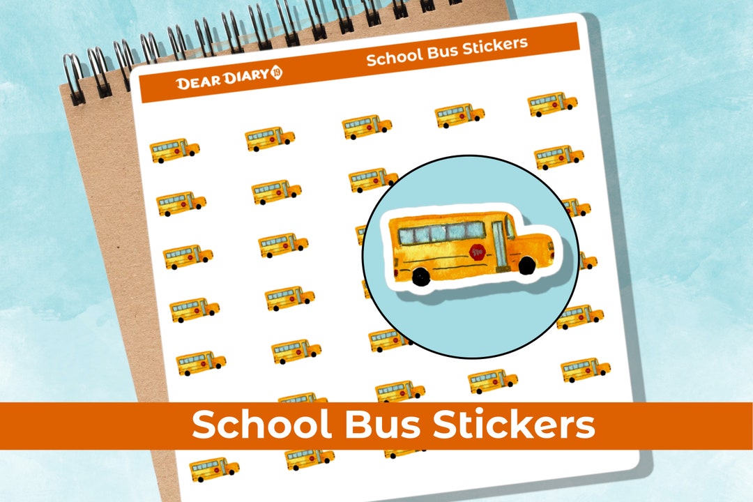 School Bus Planner Stickers Sheet Teacher Pupil Supply Hometask ...