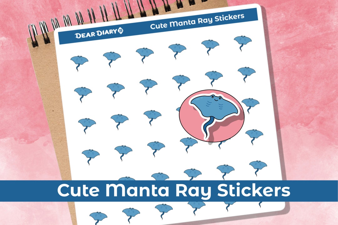 Manta Ray Planner Stickers Cute Sealife Ocean Marine Beach Aesthetic ...