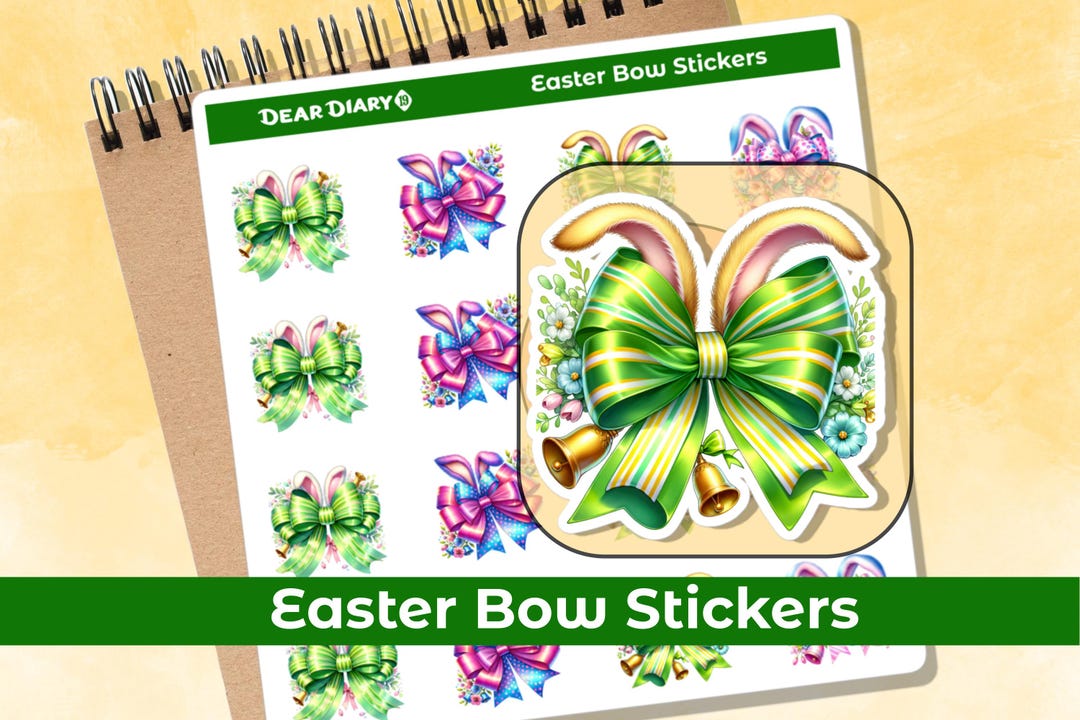 Easter Bunny Ears Planner Stickers Sheet Spring April Holidays Bow ...