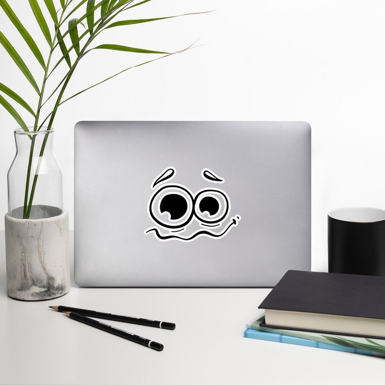 Cartoon Face Sticker Emotion Angry Happy Sad Glad Frustration Vinyl ...