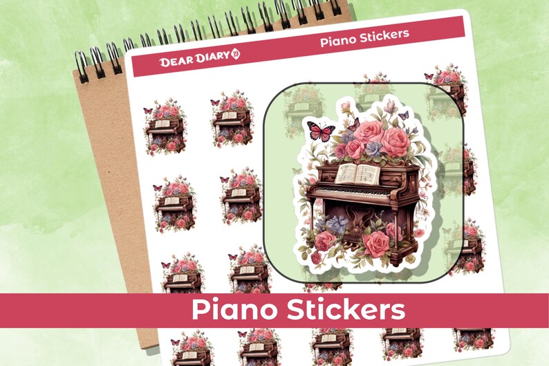 Planner Stickers Sheet Floral Piano Musician Music Lesson Timetable ...