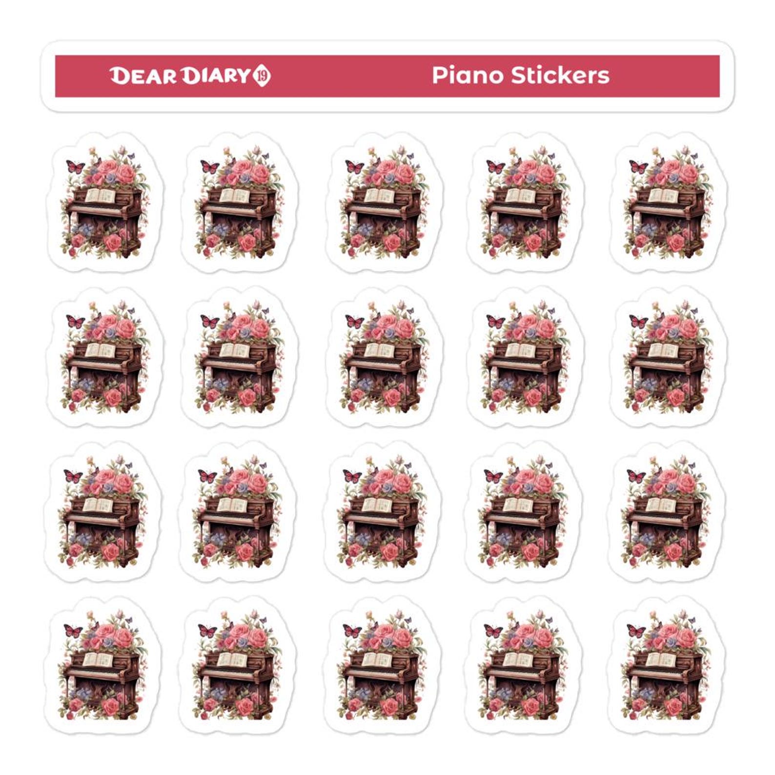 Planner Stickers Sheet Floral Piano Musician Music Lesson Timetable ...