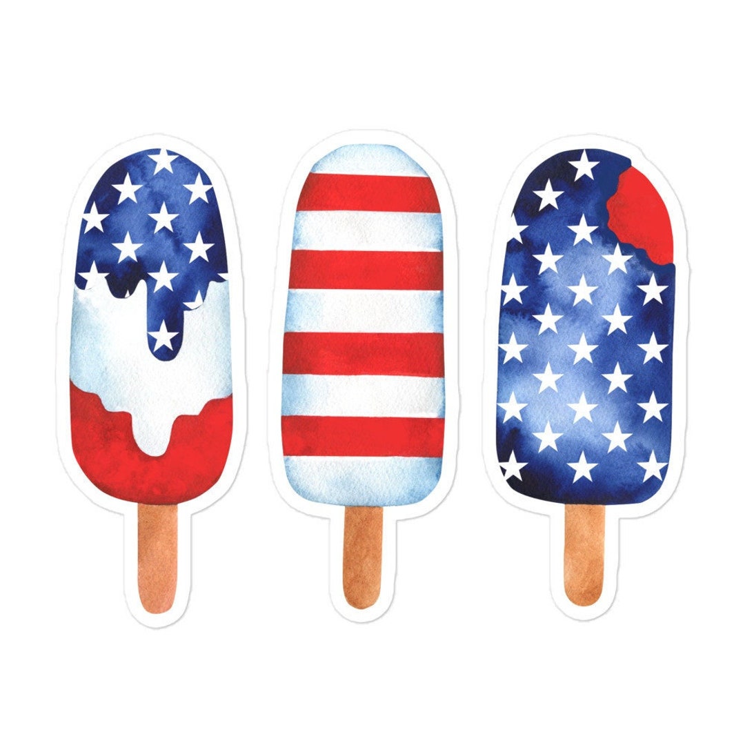 USA Flag Ice Cream Sticker 4 July Independence Day Decor Stars and ...