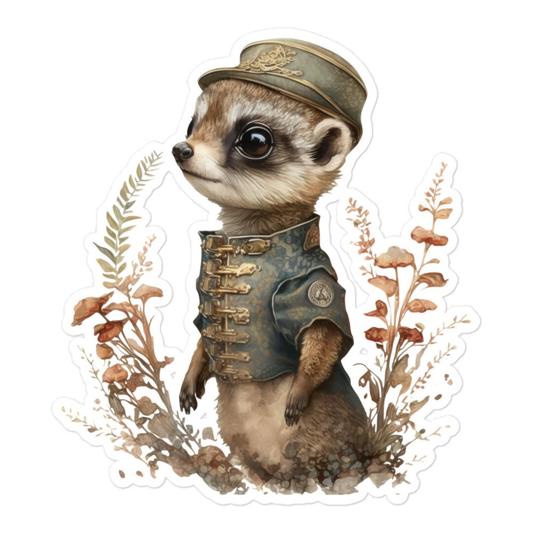 Steampunk Meerkat Ferret Animals Stickers Sheet Kawaii Fantasy Fairy ...