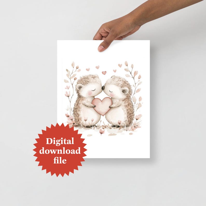PNG Romantic Hedgehogs Love Printable Wall Art Poster Print Funny ...