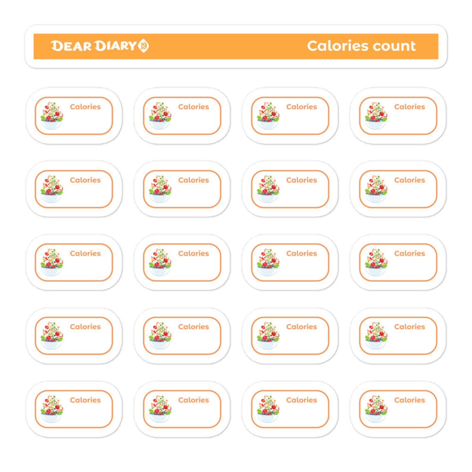 Meal Planner Stickers Sheet Menu Diet Food Habit Tracker Calories Count ...