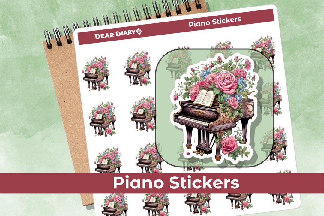Planner Stickers Sheet Floral Piano Musician Music Lesson Timetable ...