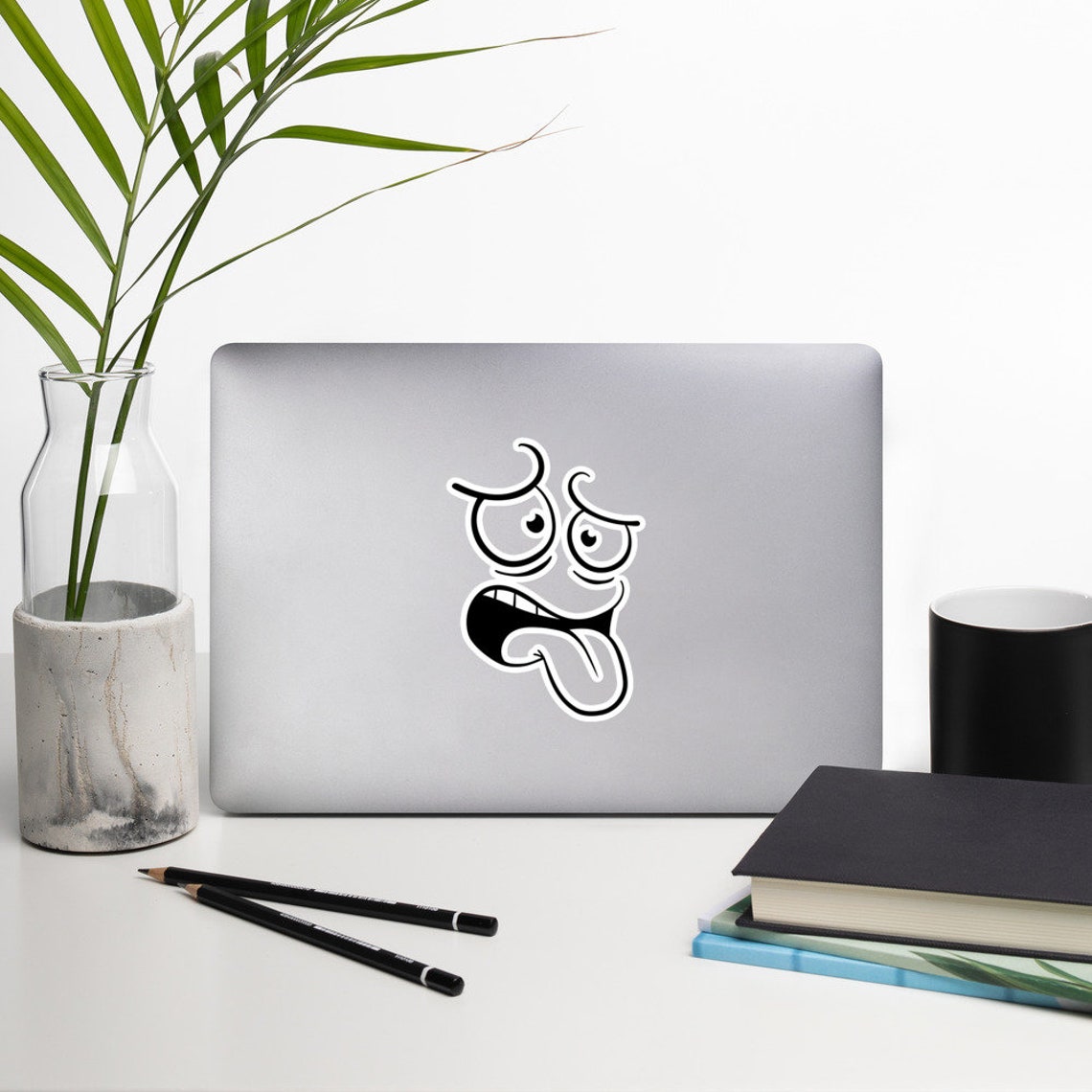 Cartoon Face Sticker Emotion Angry Happy Sad Glad Frustration Vinyl ...