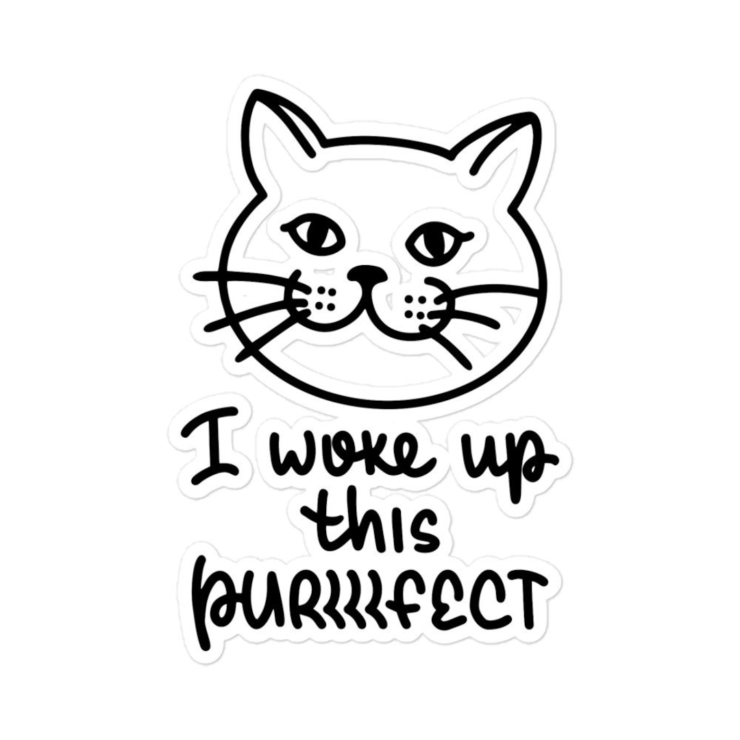 Cat Stickers Sheet Meow Cat Mom Dad Gift Lover Pet Purr Aesthetic Vinyl ...